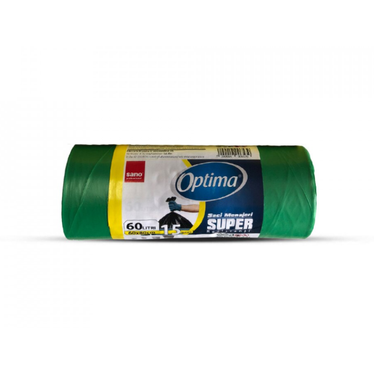 Sano Optima Saci Menaj Super Rezistenti Verzi 60l 15buc/rola 24/bax ...