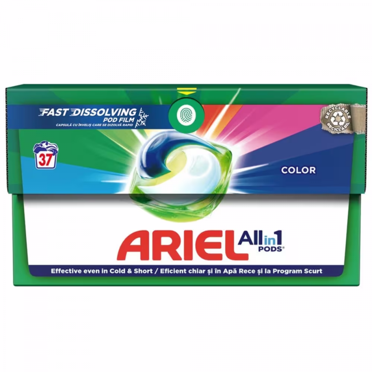Ariel Detergent Capsule Color 37buc Eco Box 4/bax - LucidiusMarket