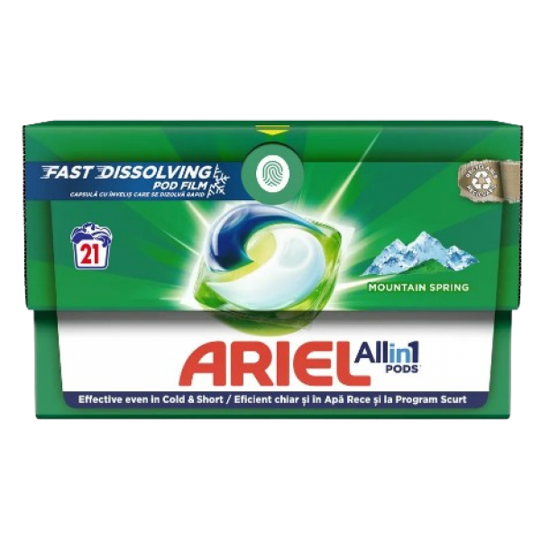 Ariel Detergent Capsule Mountain Spring 21buc Eco Box 4/bax ...