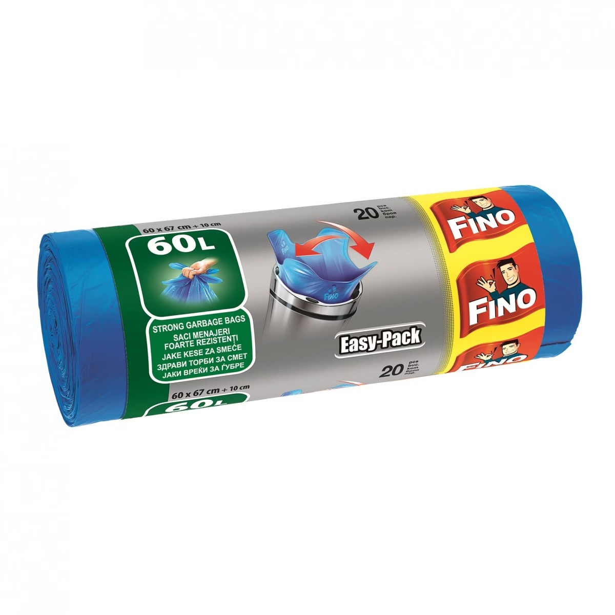 Fino Saci Menaj Rezistenti Albastri 60l 20buc/rola 20/bax - LucidiusMarket