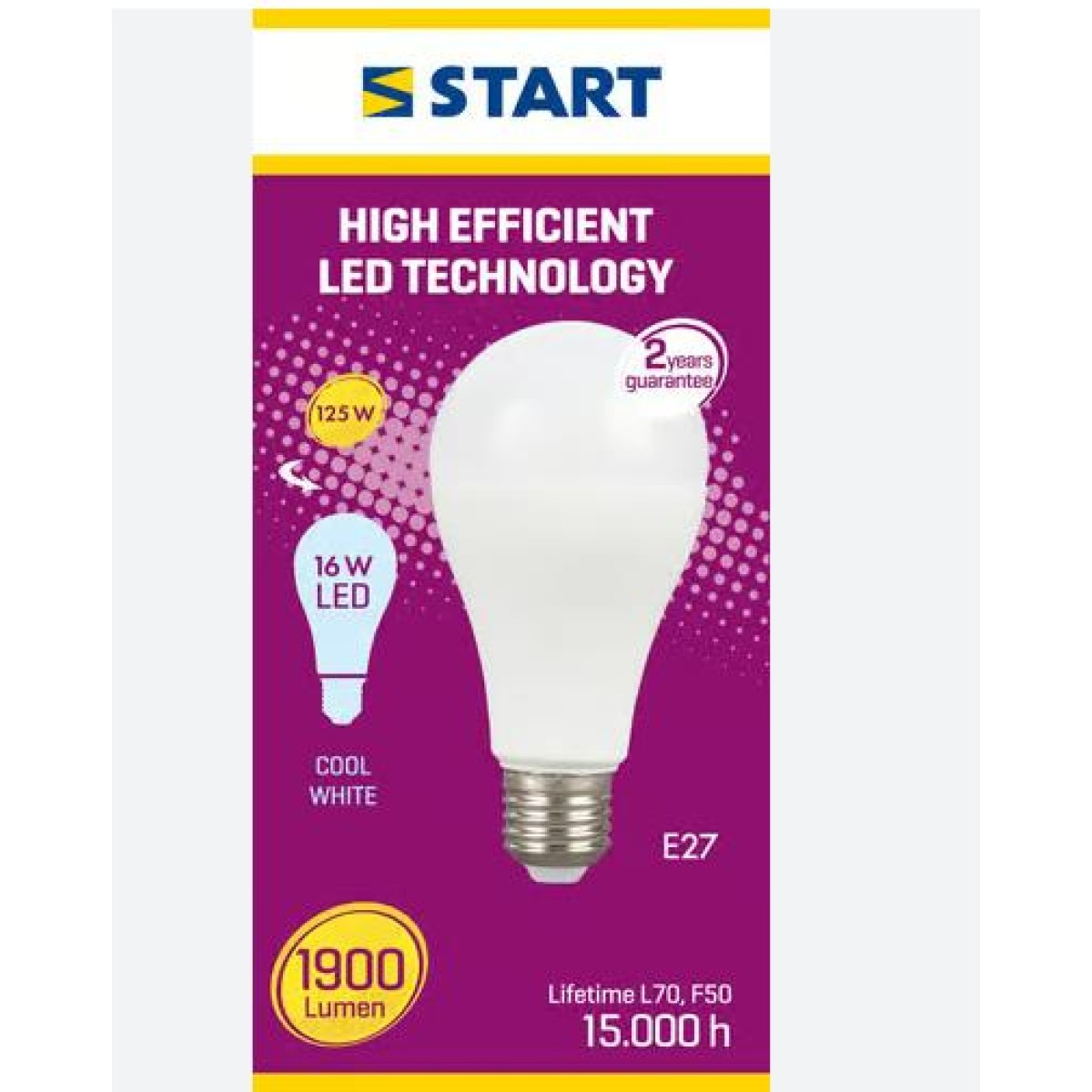 Start Bec Led Mat 16w E27 Alb Rece 10/bax - LucidiusMarket